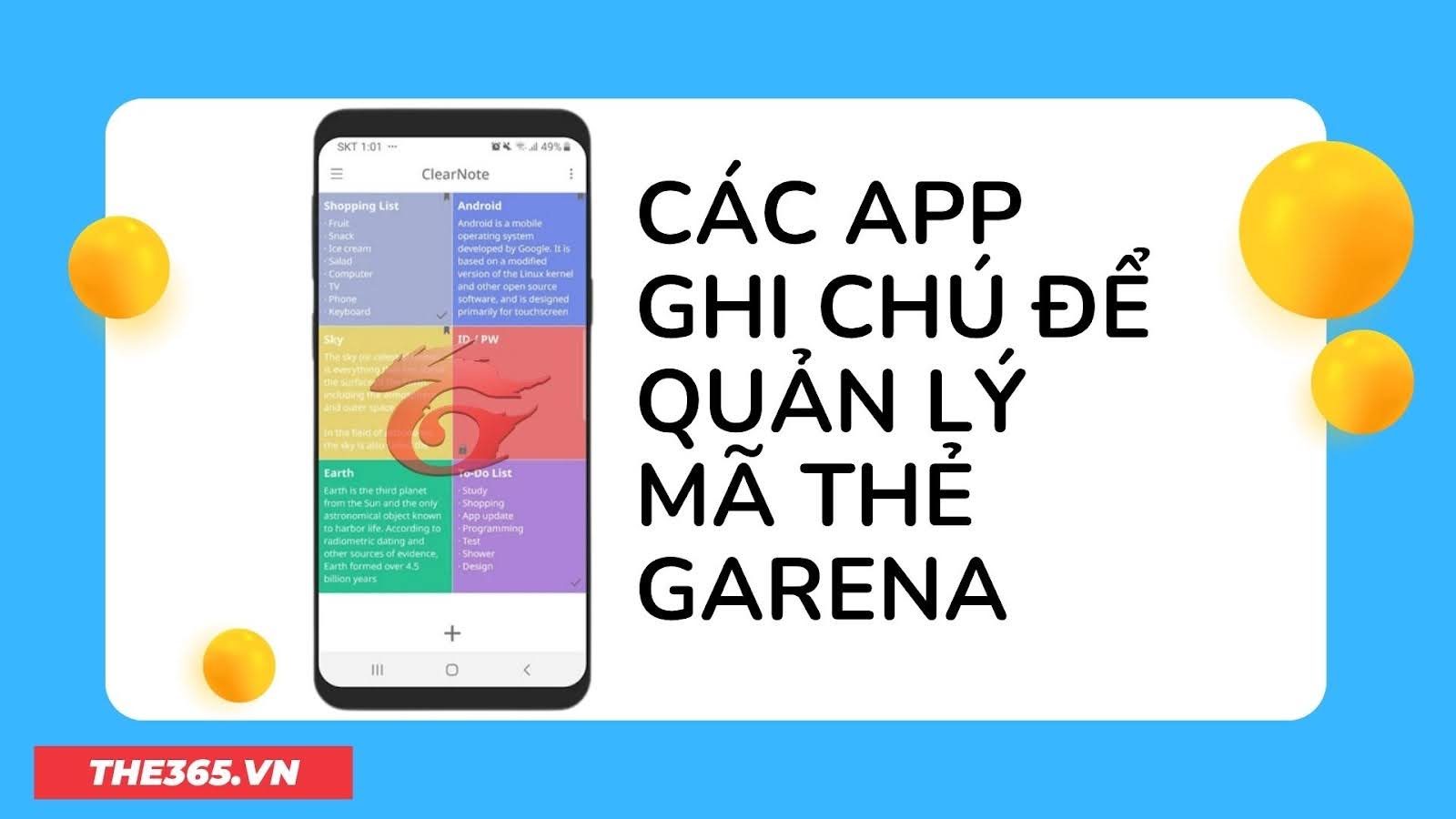Gợi ý dùng App ghi chú để quản lý mã thẻ Garena tiện lợi và bảo mật