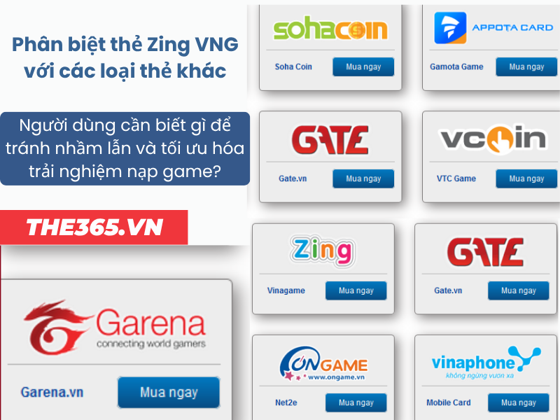 Phân biệt thẻ Zing VNG với các loại thẻ khác